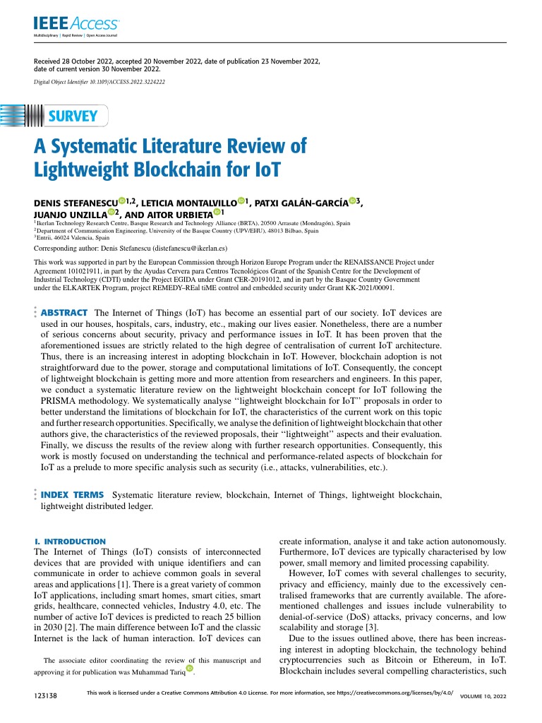 A Systematic Literature Review Of Lightweight Blockchain For Iot Pdf Pdf