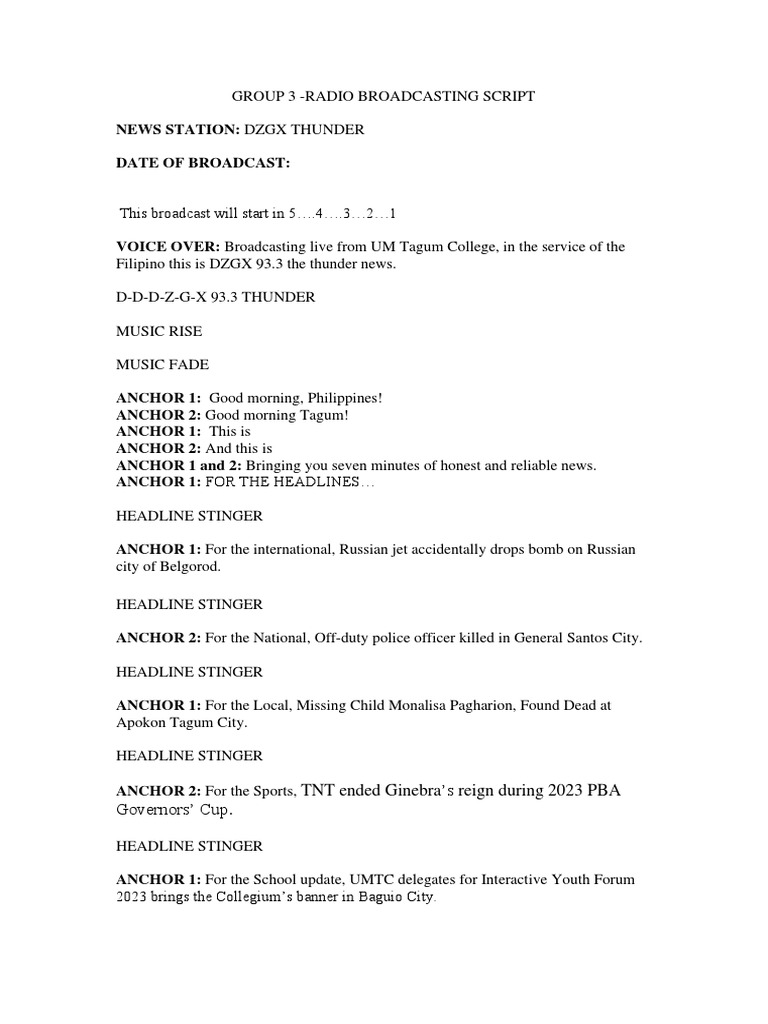 Elt 323 - Radio Broadcasting Script PDF | PDF