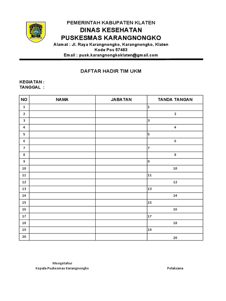 DAFTAR HADIR Ukm | PDF