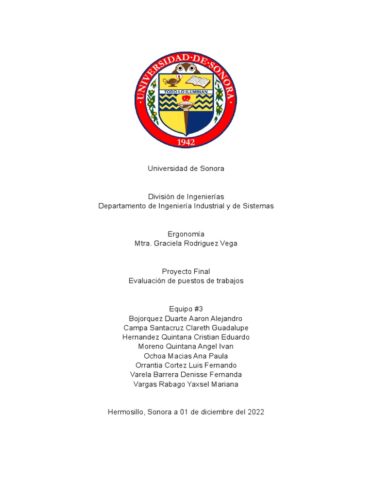 Trabajo Final Ergonomia | PDF | Factores humanos y ergonomía