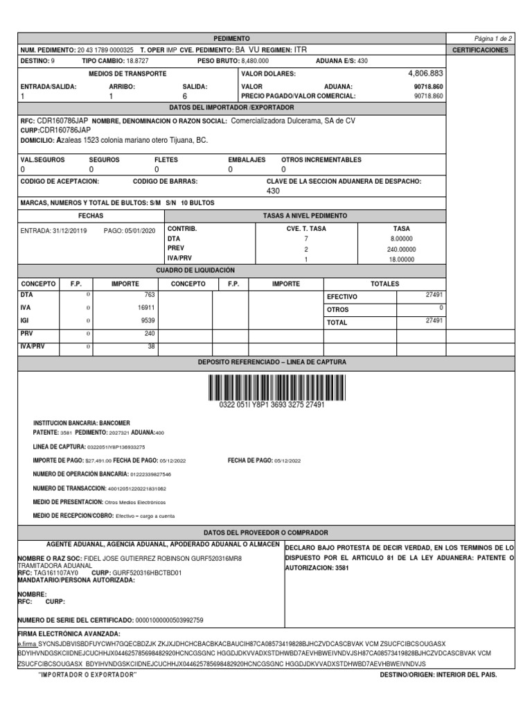 Clave y Ejemplo de Pedimento VU | PDF | Ley Pública | Comercio