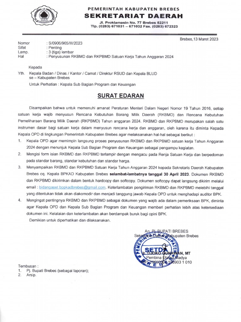 Surat Edaran Rkbmd Dan Rkpbmd 2024 Pdf