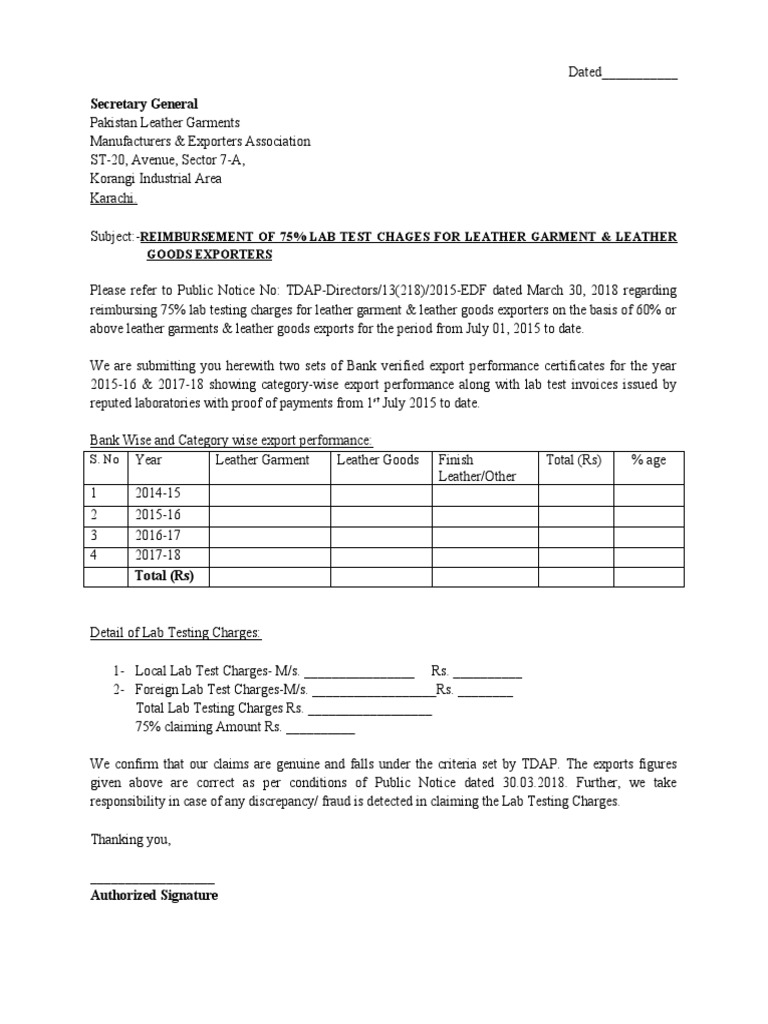 Lab Test Letter | PDF