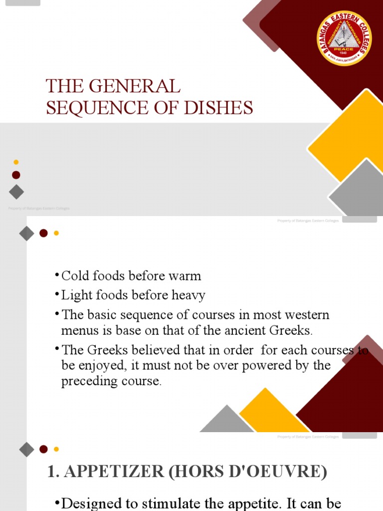 The General Sequence of Dishes | PDF | Waiting Staff | Restaurants