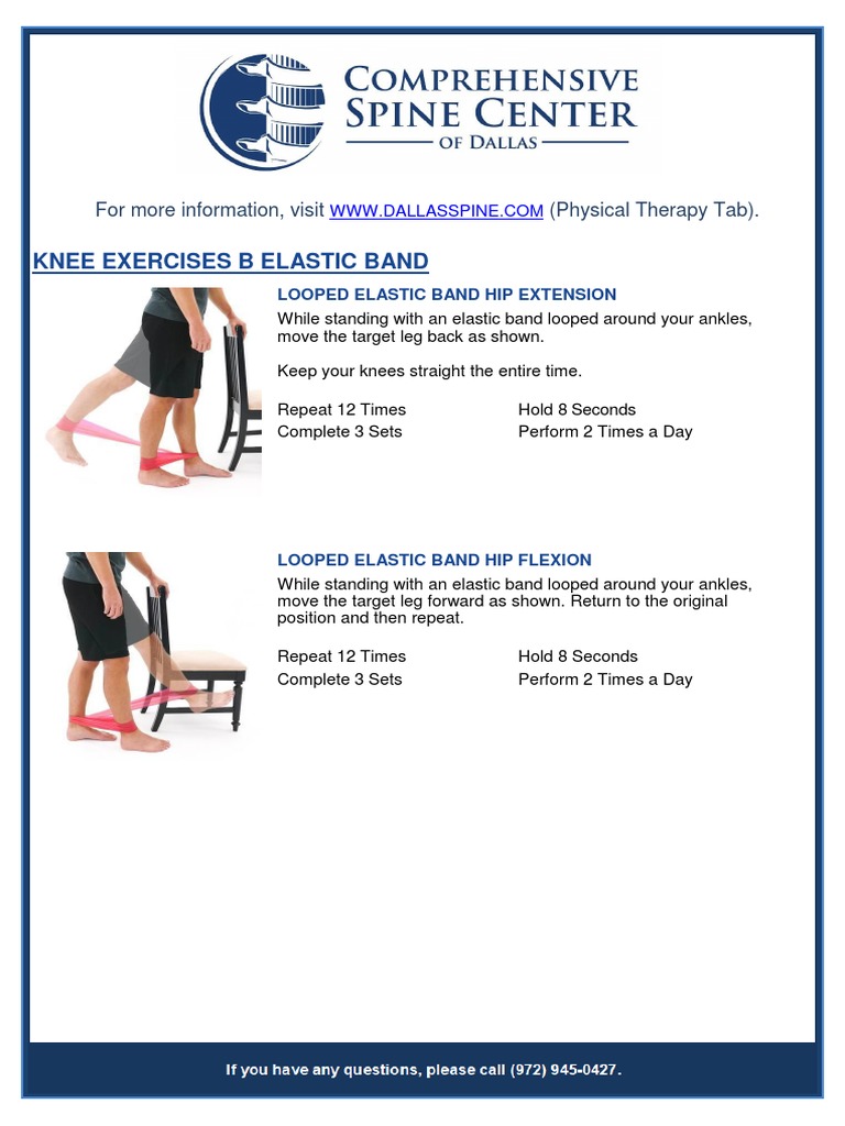 Knee Exercises B Elastic Band English | PDF | Anatomical Terms Of ...