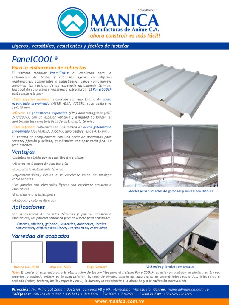 FT Panelcool Manica Techo 032018 | PDF | Acero | Materiales