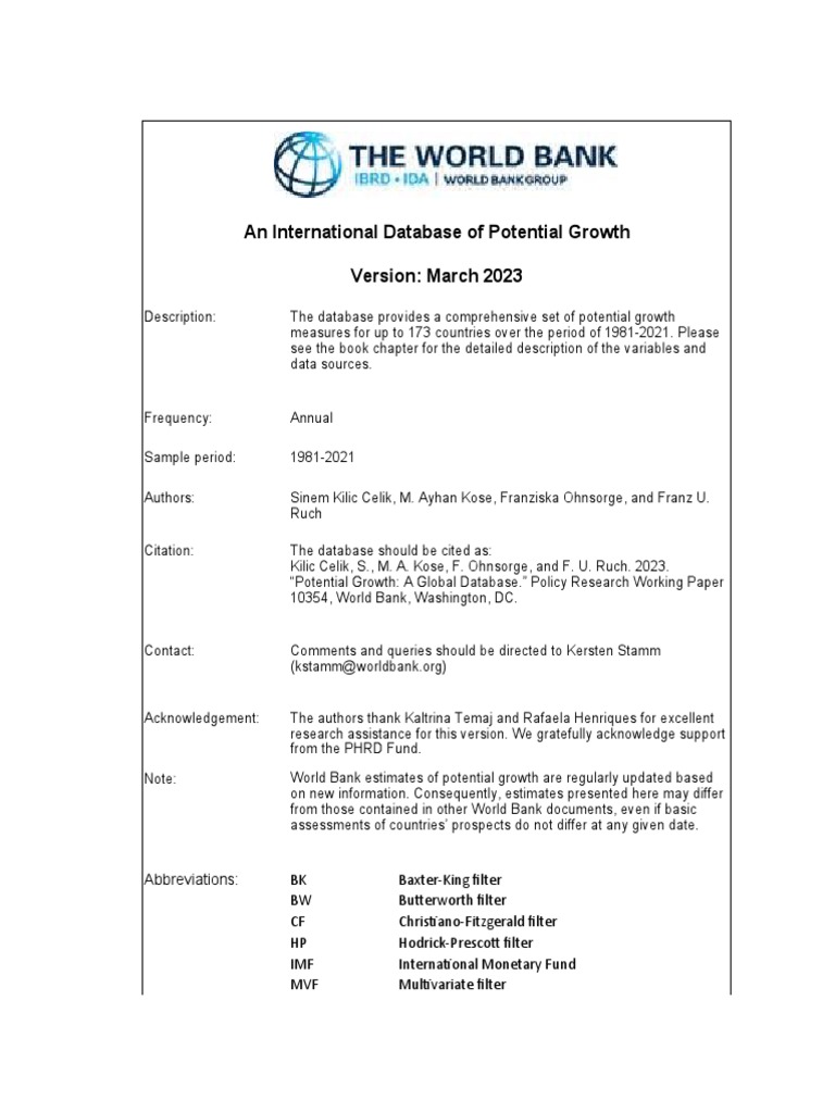 Potential Growth Database | PDF