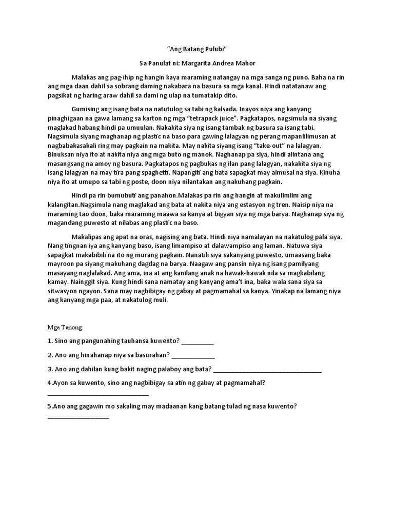 Ang Batang Pulubi.docx | PDF
