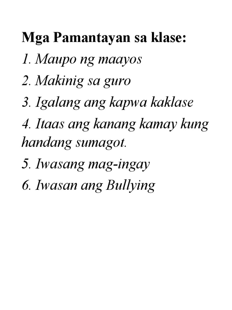 Mga Pamantayan sa klase.docx | PDF