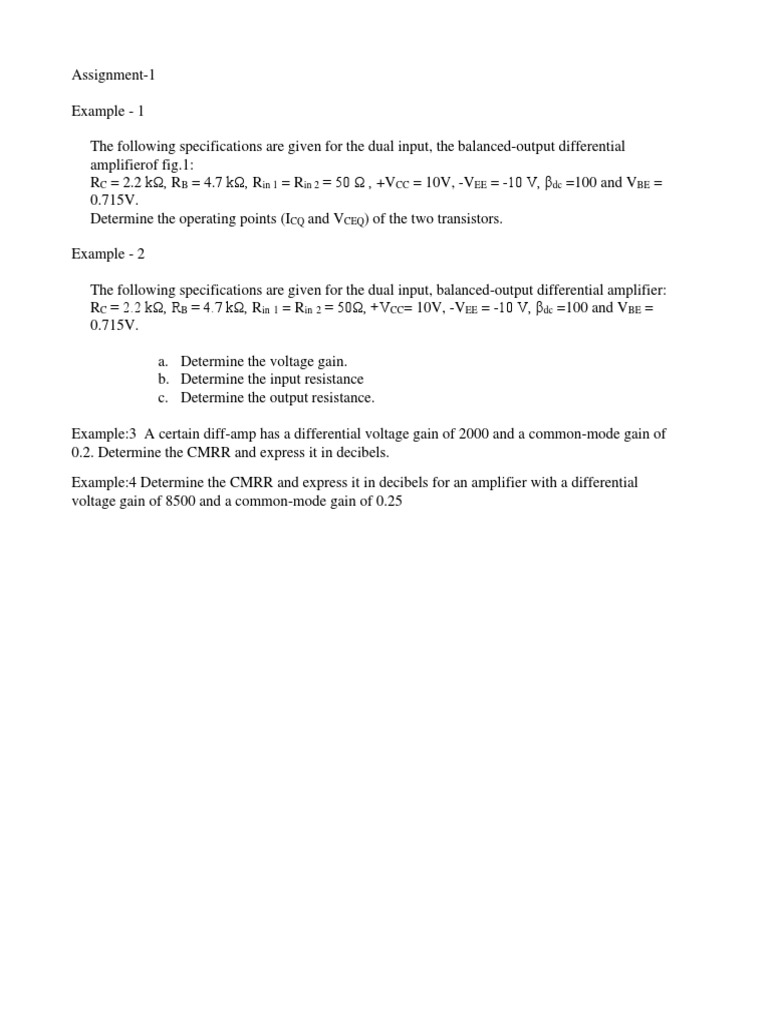 Assign 1 PDF | PDF | Amplifier | Electrical Engineering