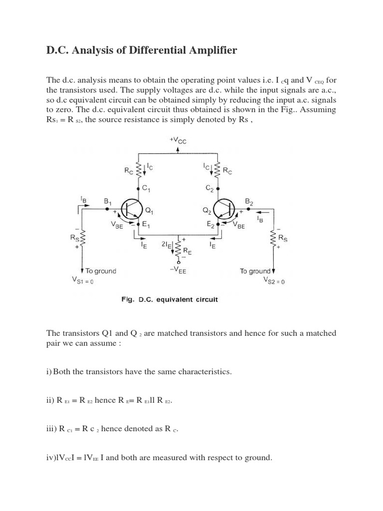 AC DC Analysis BJT Diffrential Amp PDF | PDF | Amplifier | Bipolar Junction Transistor