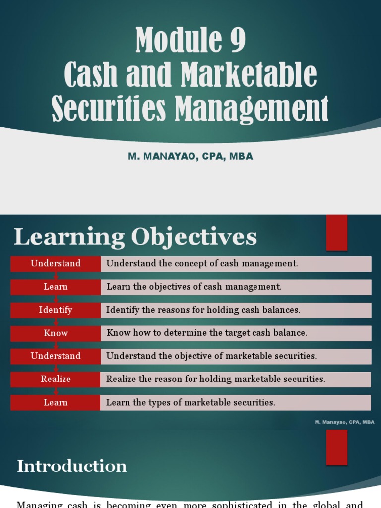 Module 9 - Cash and Marketable Securities Management | PDF | Financial ...