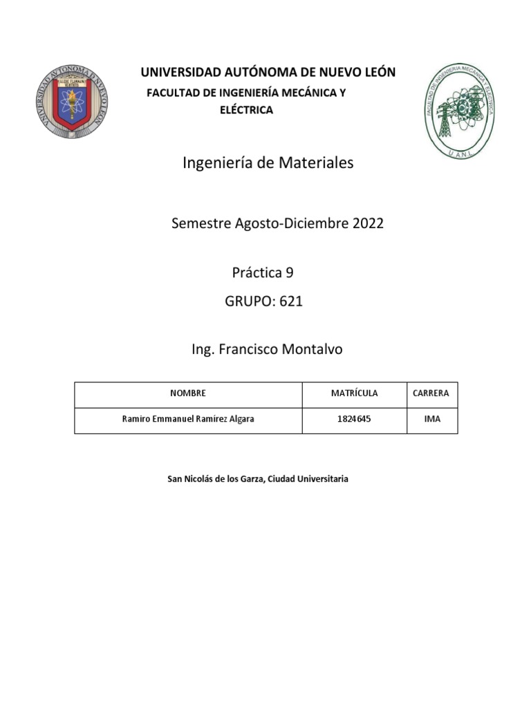 Práctica 9 Ingeniería de Materiales | PDF | Viga (Estructura) | Mecánica de Medios Continuos