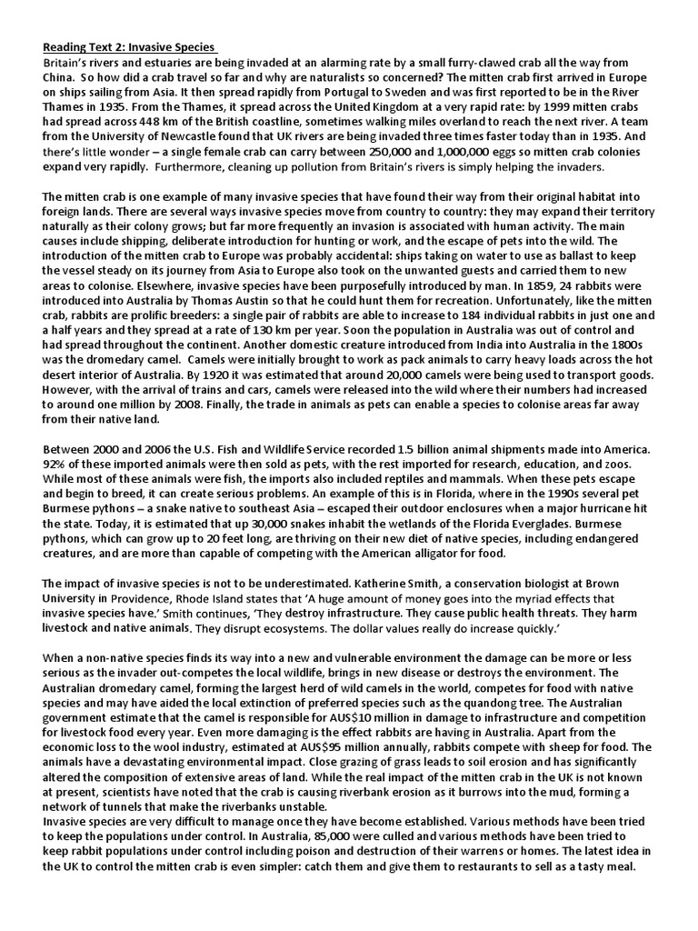 ELLT Reading Test 2 PDF | PDF | Invasive Species | Ecology