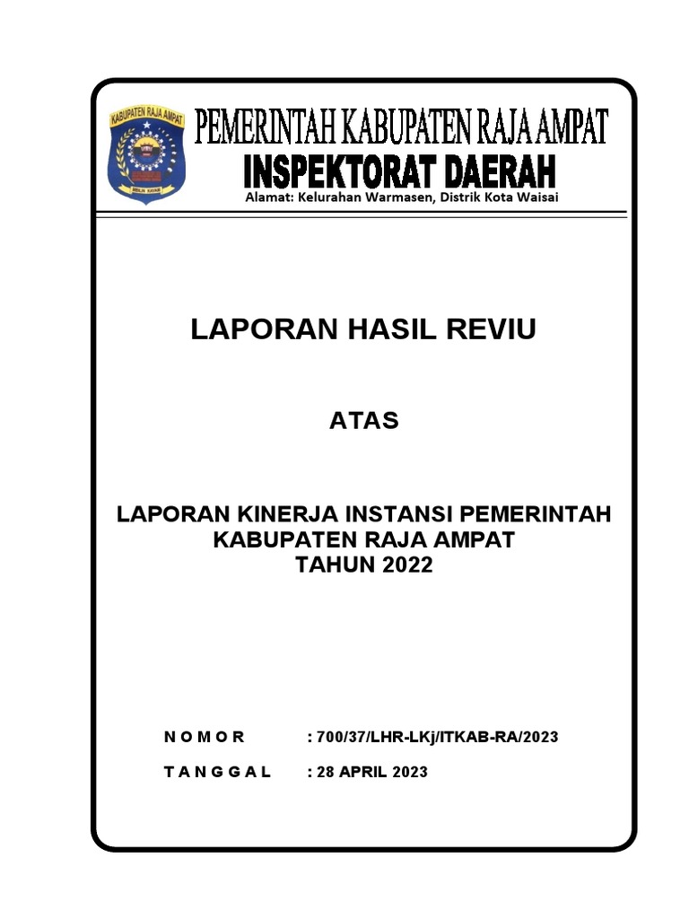 Cover LHR LKjIP Tahun 2022 | PDF | Teknologi & Rekayasa