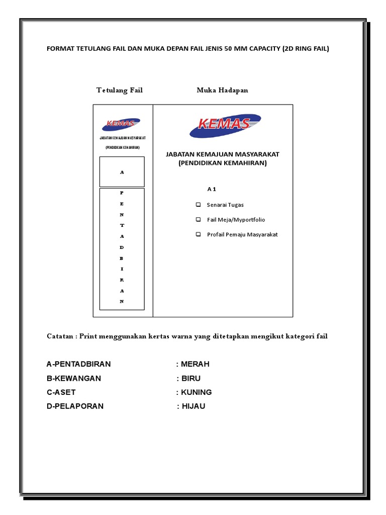 Panduan Format Fail Jabatan Kemajuan | PDF