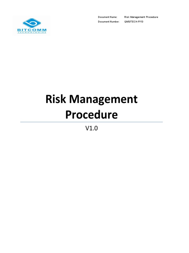 Risk Management Procedure | PDF | Risk Management | Risk