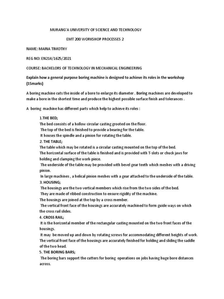 Emt 200 Workshop Processes 2 | PDF | Gear | Machines