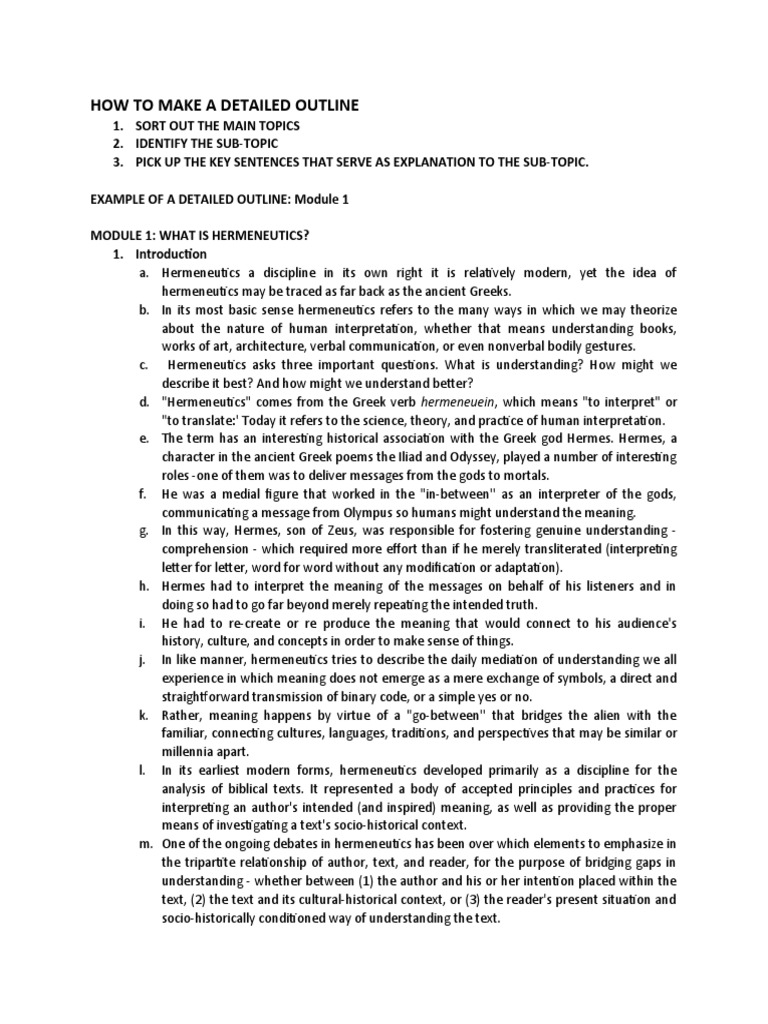 How To Make A Detailed Outline | PDF | Hermeneutics | Phenomenology ...
