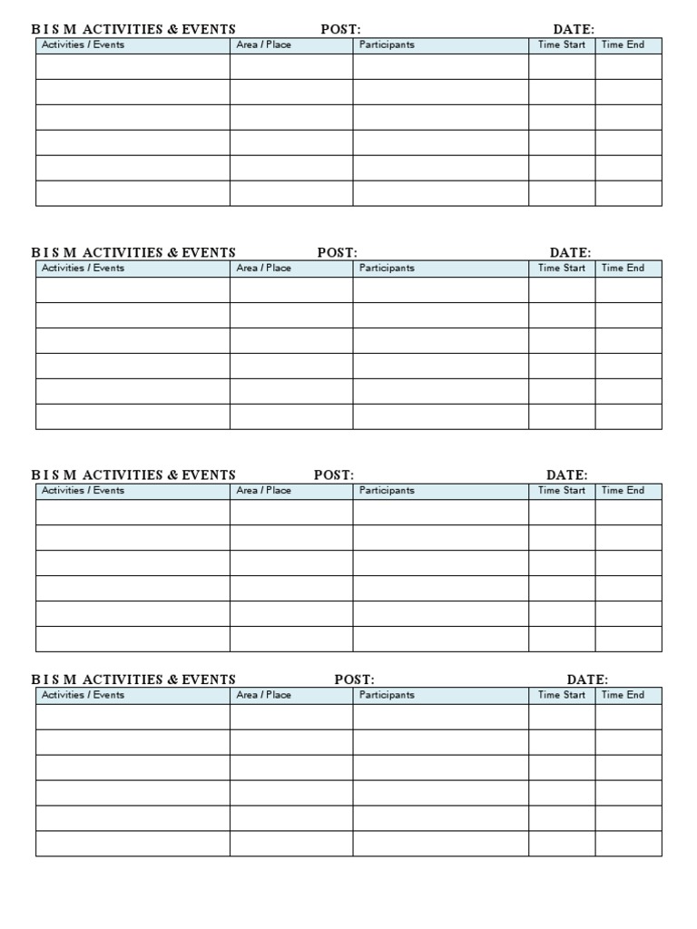 Monitoring Worksheets