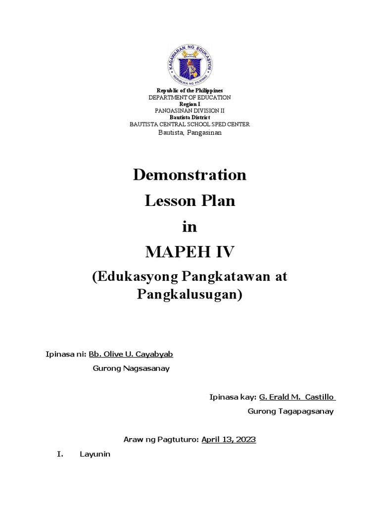 Demonstration Lesson Plan | PDF