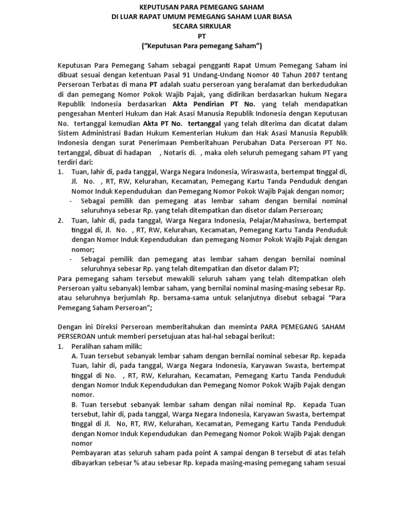 DRAFT RUPS PPJB Pengangkatan Dirkom | PDF