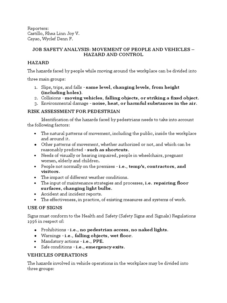 Cosh Report | Download Free PDF | Traffic | Hazards