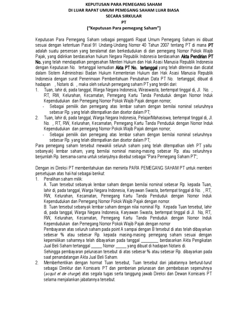 Keputusan Saham Sirkuler | PDF