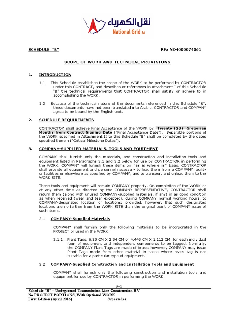 Schedule B - 8259 | PDF | Specification (Technical Standard) | Electrical Substation