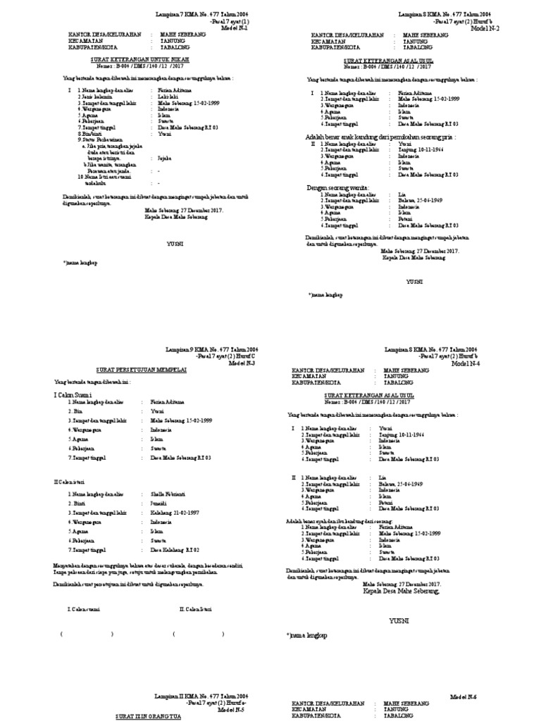 Model N SURAT NIKAH | PDF