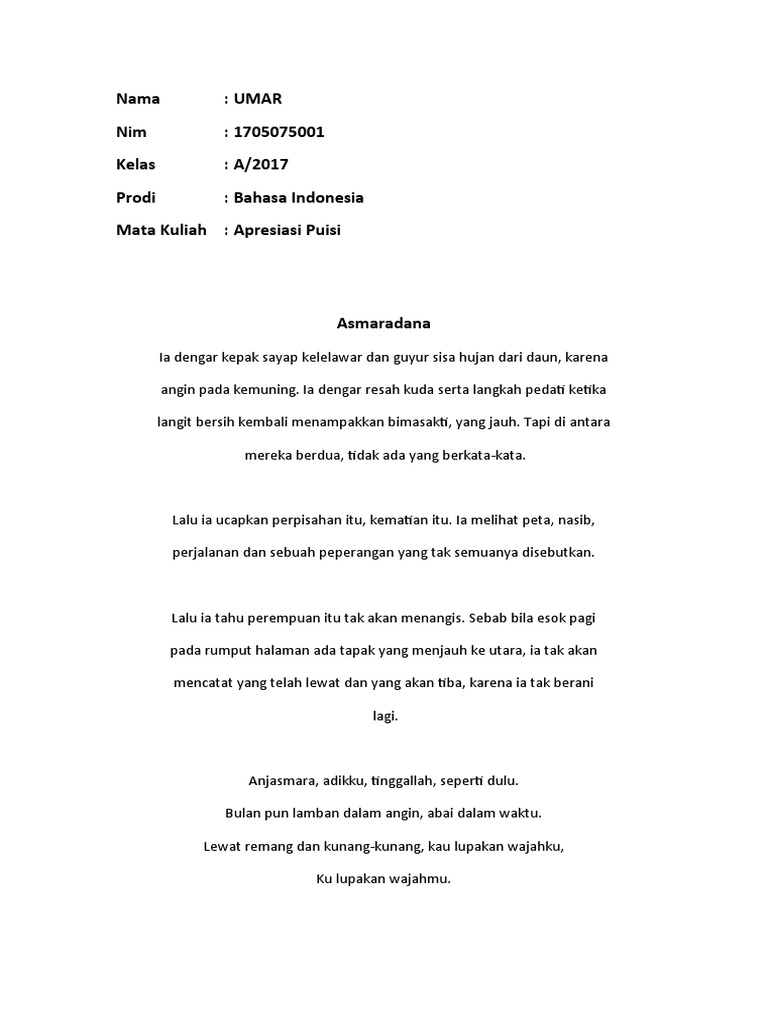 Analisis Puisi Asmaradana | PDF | Puisi