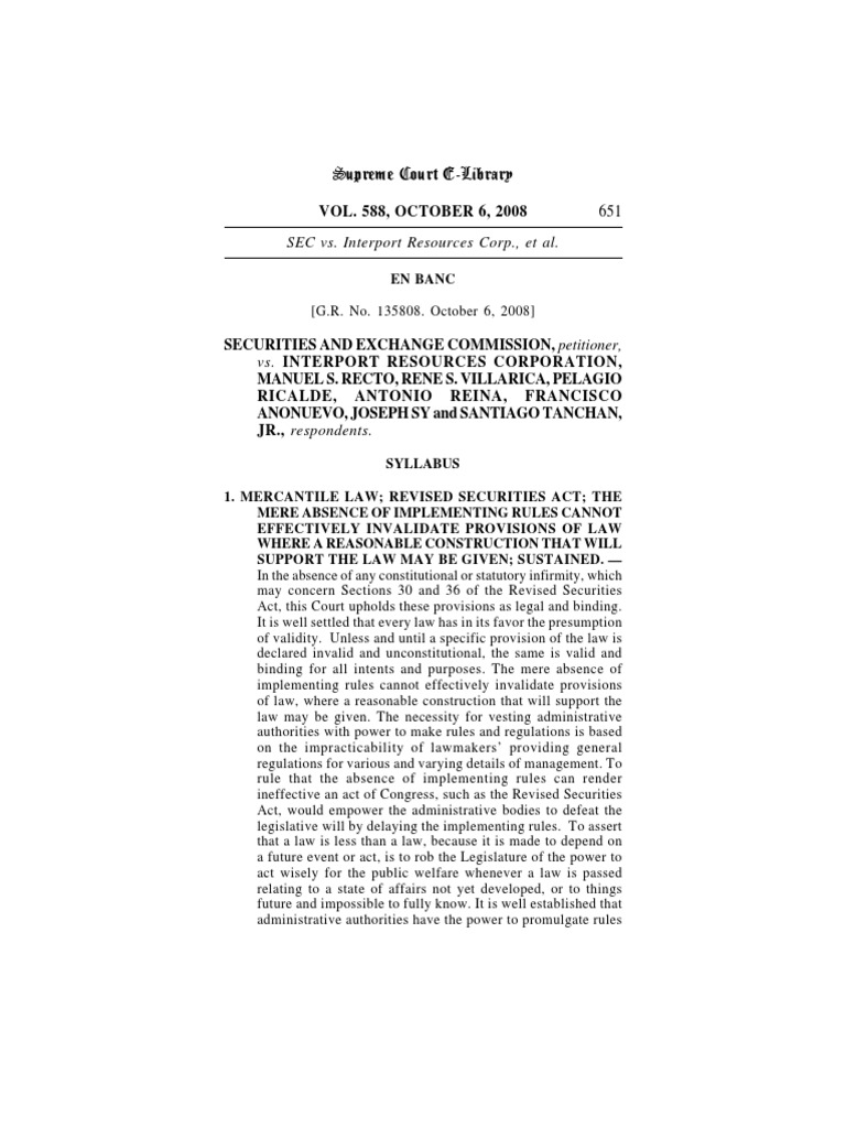 G.R. No. 135808 ESCRA | Download Free PDF | Securities Act Of 1933 | U ...