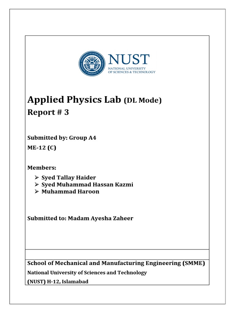 Applied Physics Lab Report 4 (Group A4) PDF | PDF | Velocity | Mass