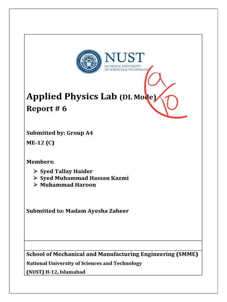 Applied Physics Lab Report 6 (Group A4) PDF | PDF | Pendulum | Physical Quantities