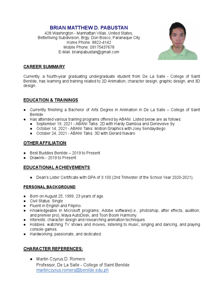 Pabustan, Brian Matthew D. - Resume | PDF