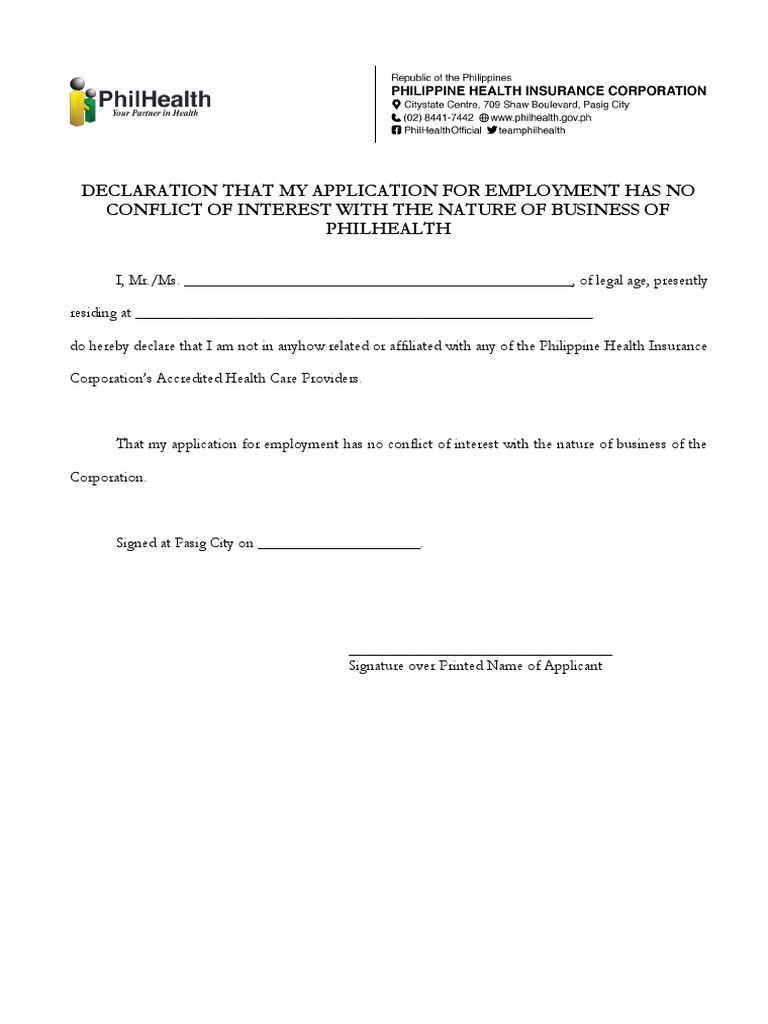 Declaration of No Conflict of Interest 2023 | PDF