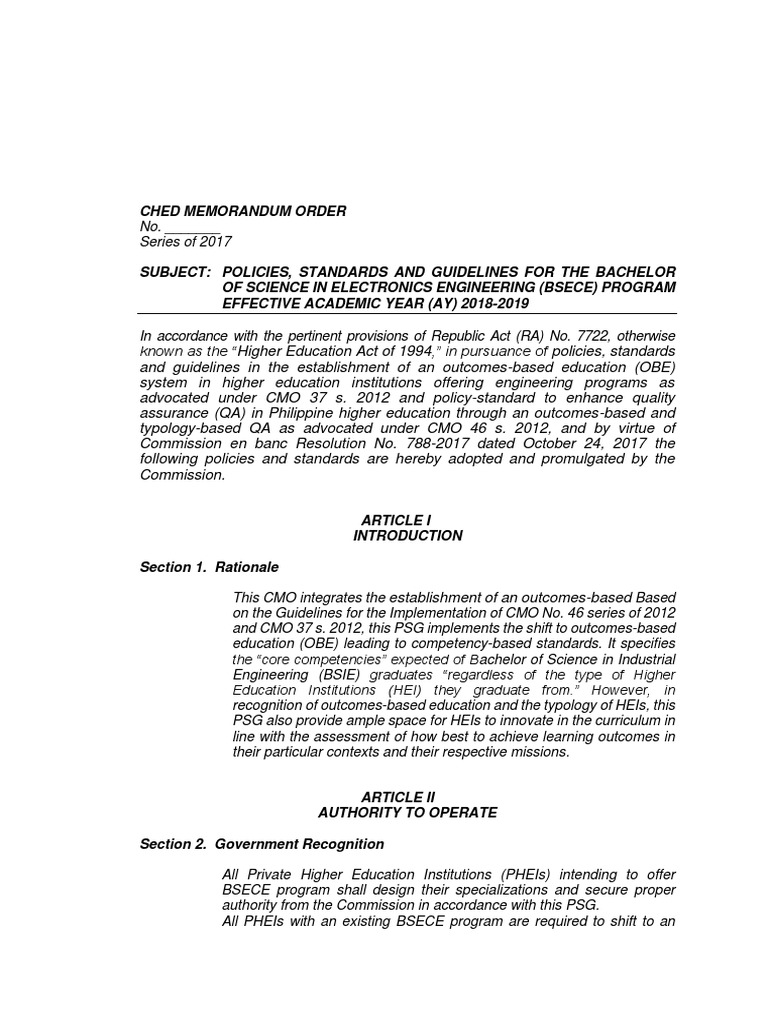 BSECE Program Policies and Guidelines | PDF | Educational Assessment | Electronic Engineering
