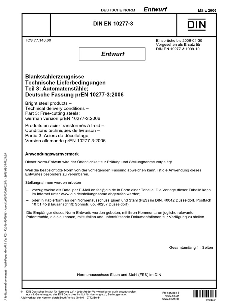 EN 10277-3 Prijedlog-Bright Steel Products - Technical Delivery ...