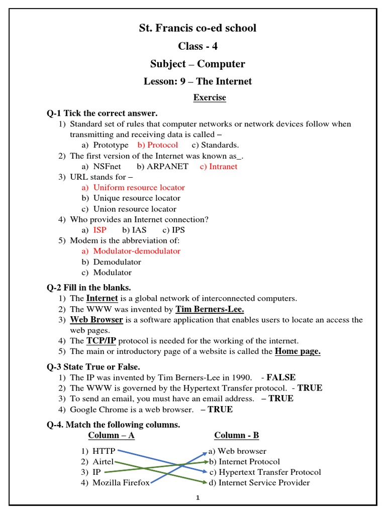 Internet Basics for 4th Grade Students | PDF | World Wide Web ...