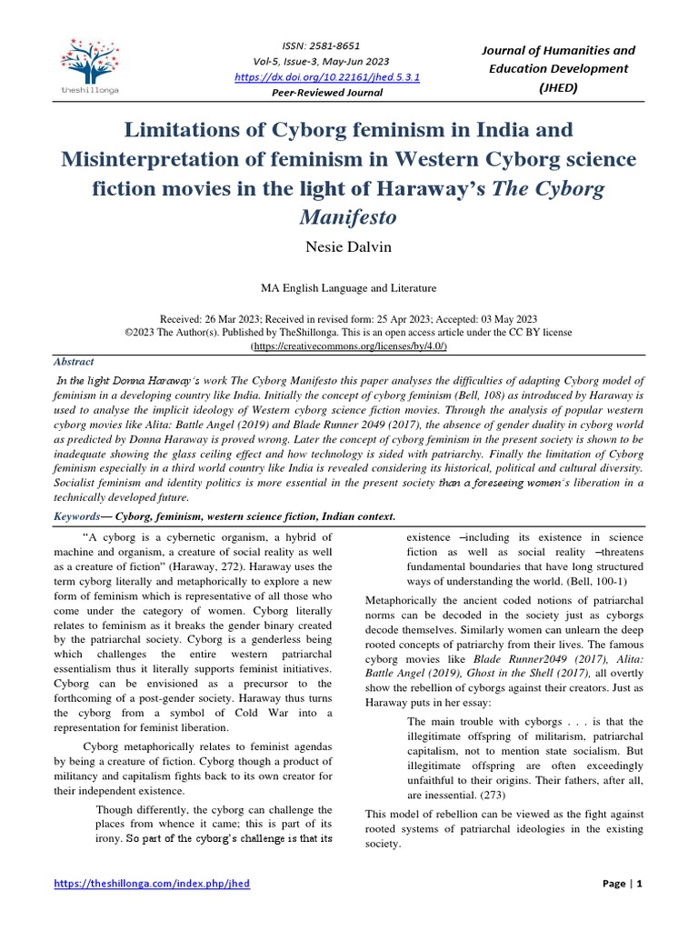 Limitations of Cyborg Feminism in India and Misinterpretation of ...