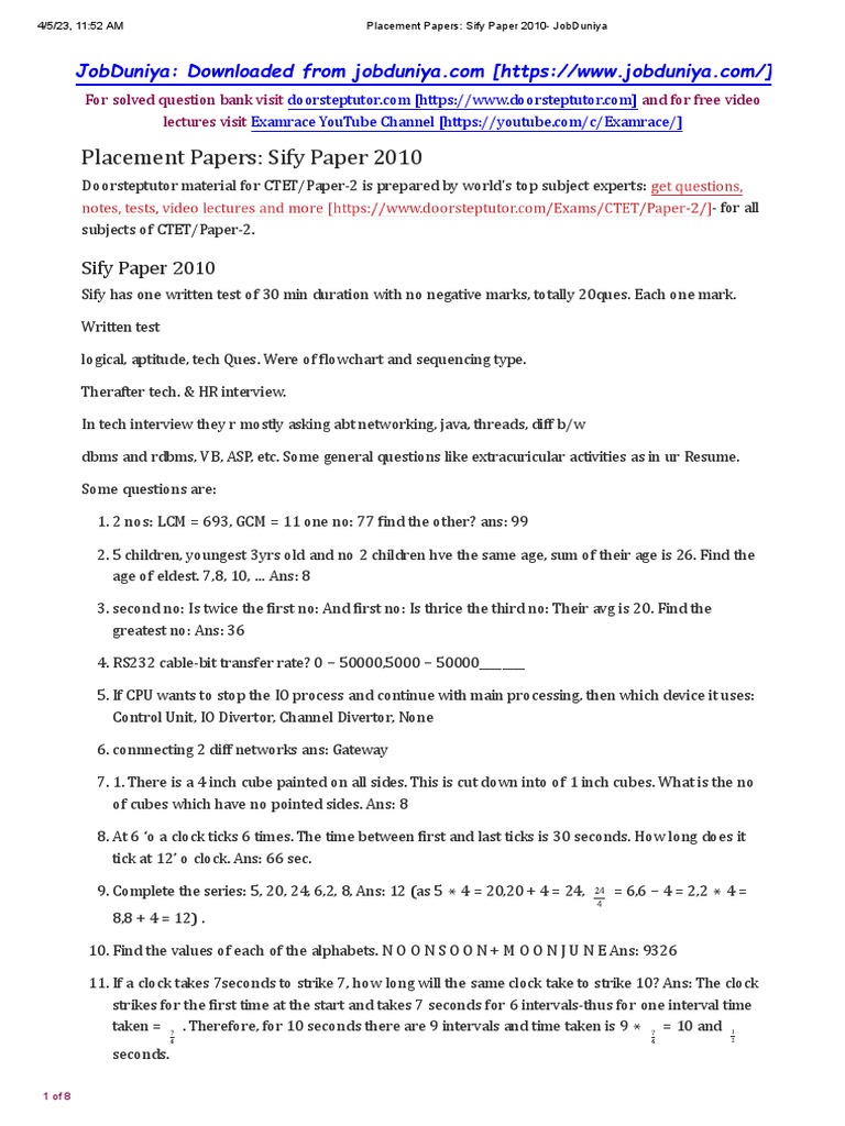 Sify Paper 2010 | PDF | Speed