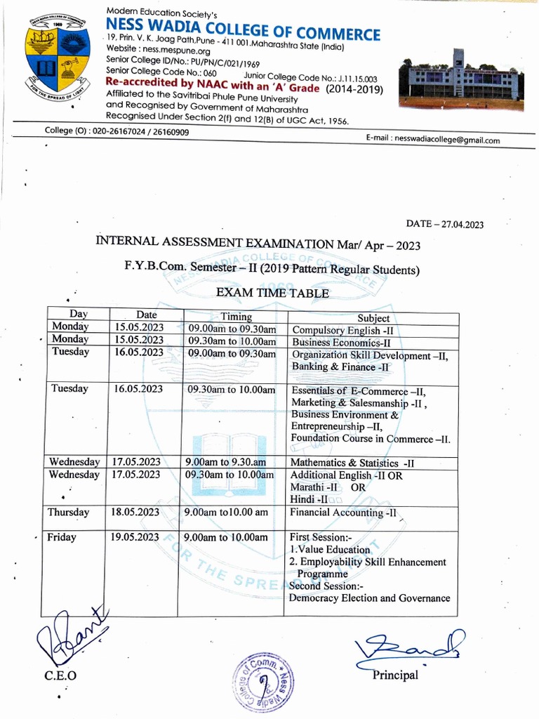 Exam Time Table PDF | Download Free PDF | Economies | Business
