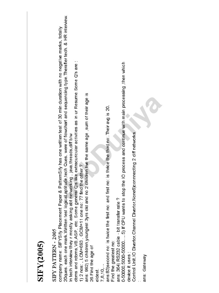 Sify Placement Paper | PDF