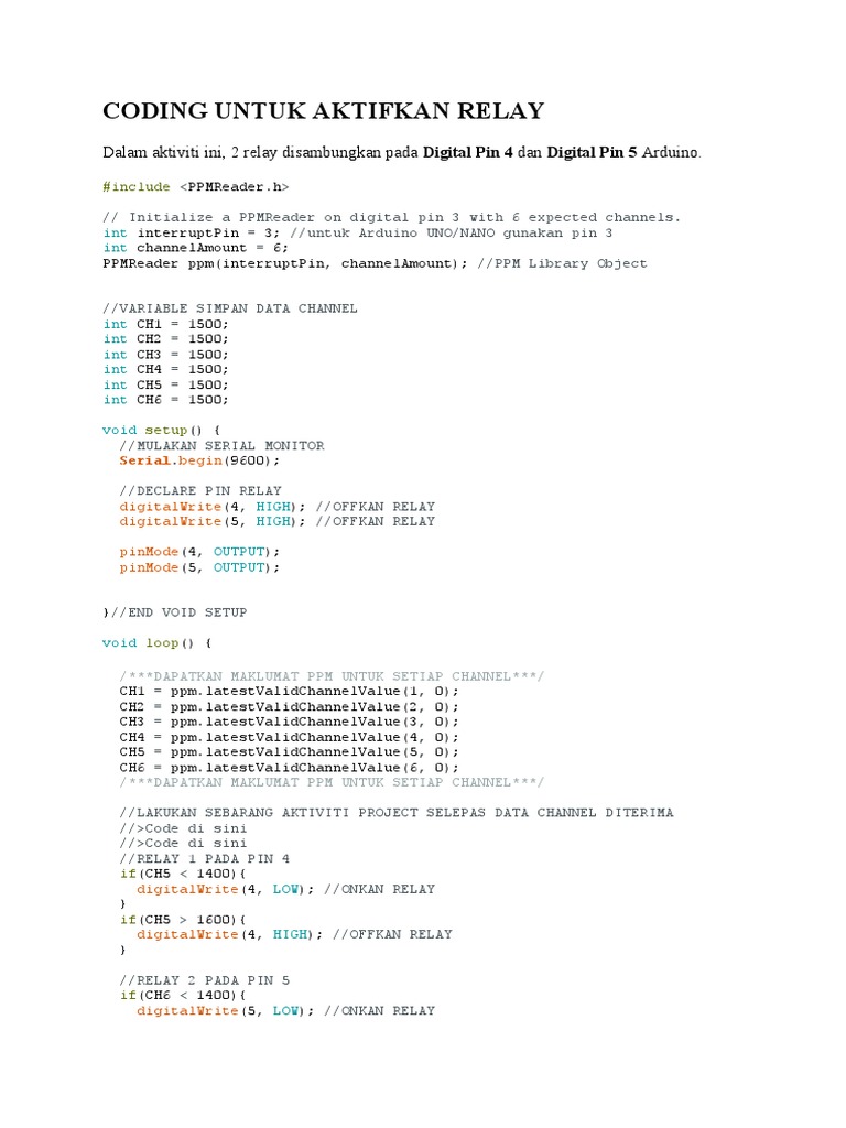 Coding Untuk Aktifkan Relay | PDF | Computers