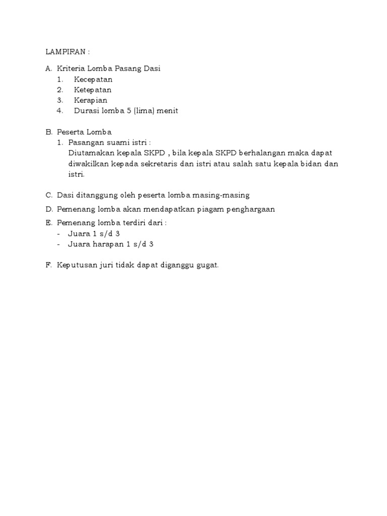 LAMPIRAN Lomba Pasang Dasi | PDF