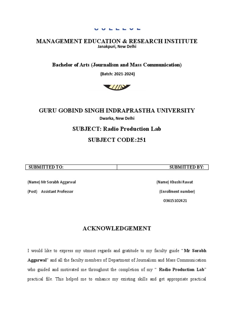 Preliminary Pages of Assignment File | PDF