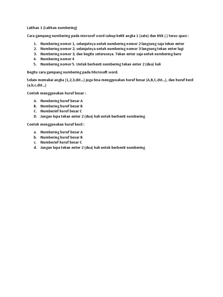Cara Mudah Numbering di Microsoft Word | PDF | Metode & Bahan Ajar ...