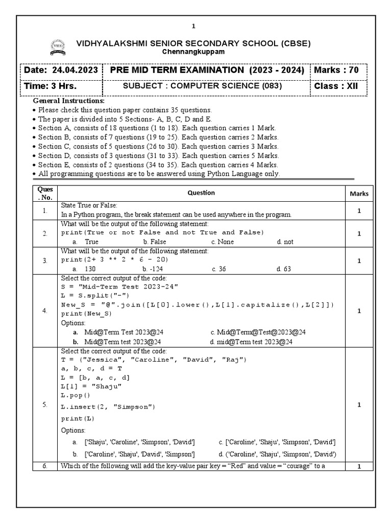 Xii Cs Questions Pdf Terrestrial Planets Planets