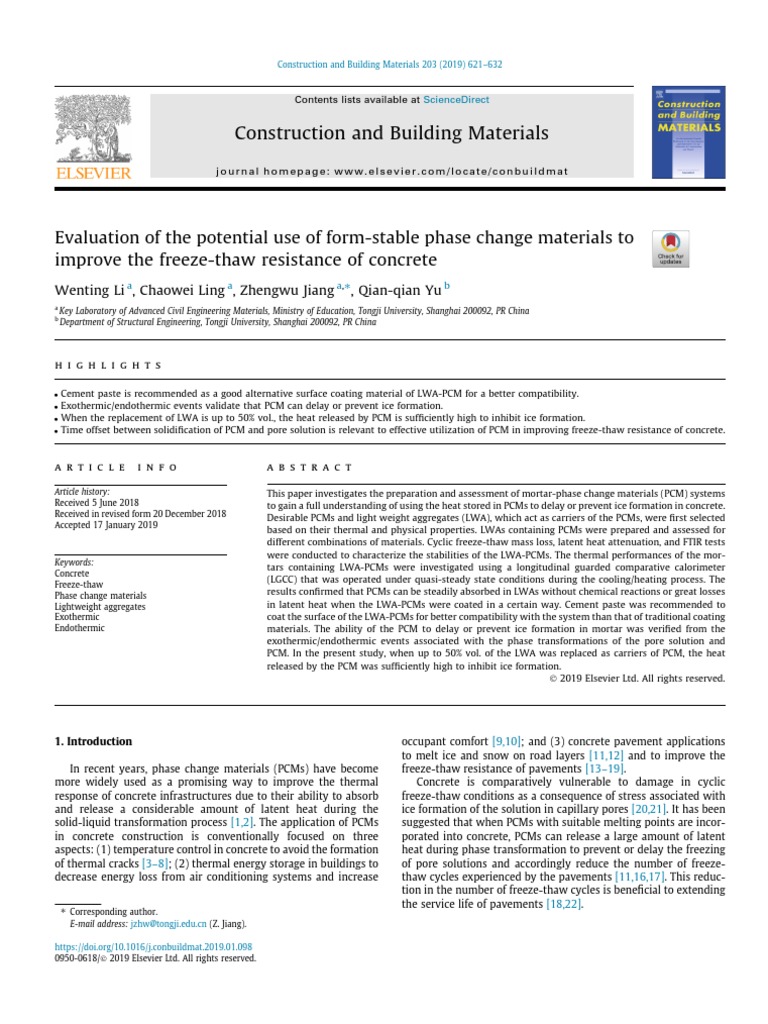 Evaluation of The Potential Use of Form-Stable Phase Change Materials ...