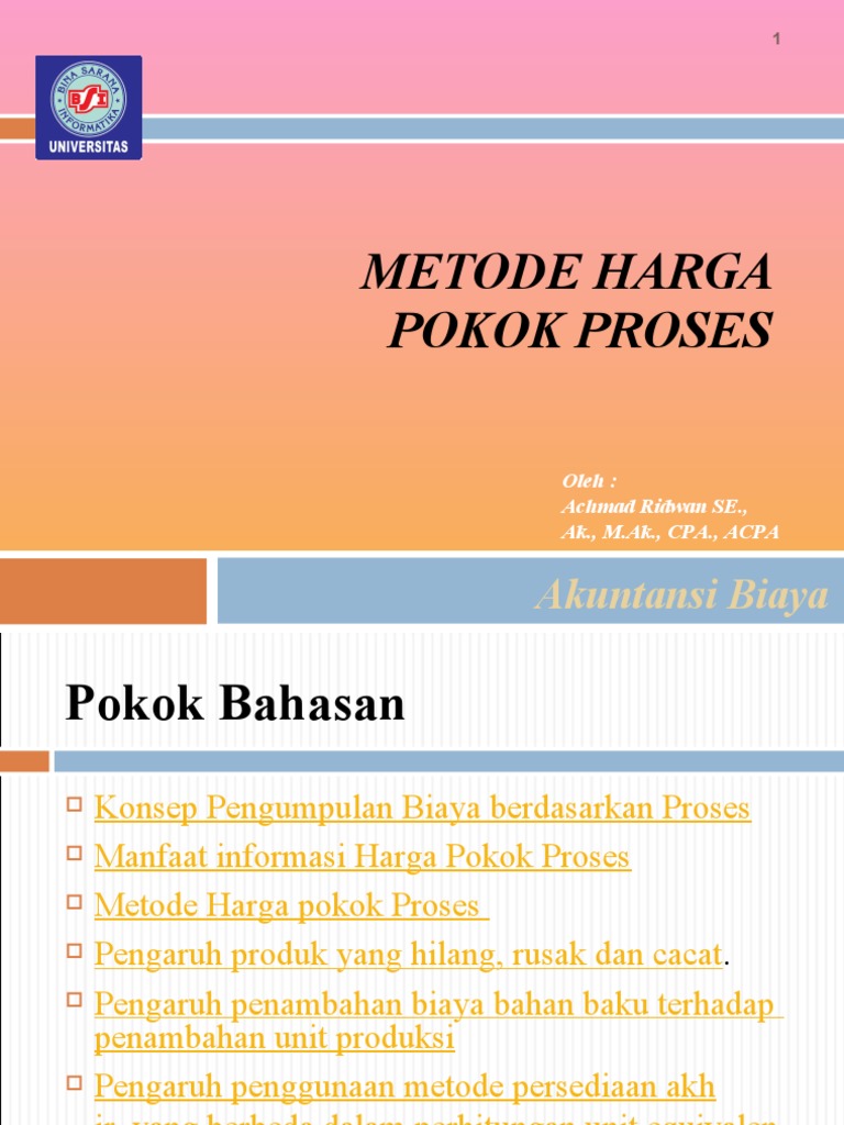 Bab 3 Metode Harga Pokok Proses | PDF